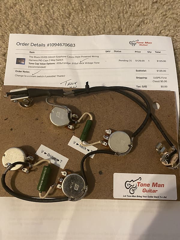 Toneman ES335 Prewired Kit | Reverb