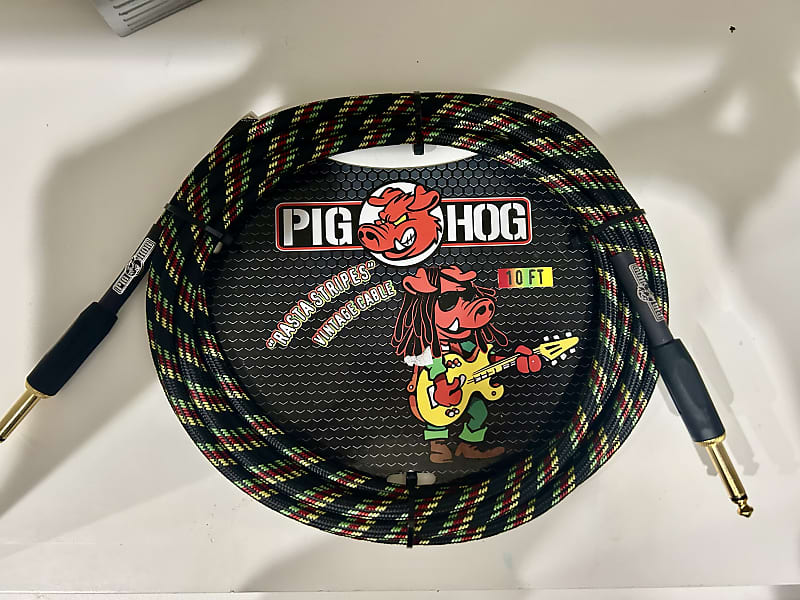 Pig Hog Rasta Stripes Vintage Cable 10ft | Reverb