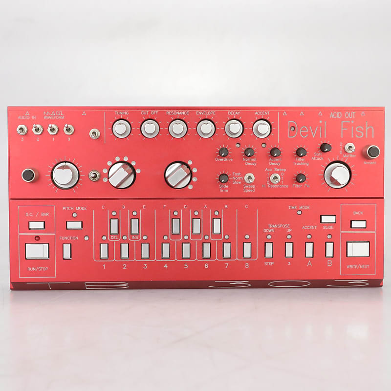 Roland TB-303 Devil Fish Modded Red Aluminum Bass Line Synth | Reverb
