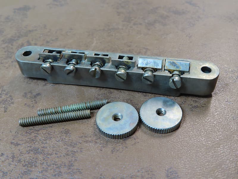 aged ABR-1 No Wire Tune-O-Matic Bridge Nickel fits 1959 | Reverb