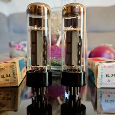 EL34 6CA7 RFT East Germany late 60s dimple on top matched | Reverb