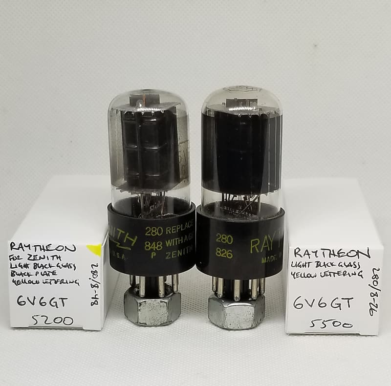 Raytheon 6V6GT Black Glass Well Matched Pair (5.4%) NOS 6V6 | Reverb