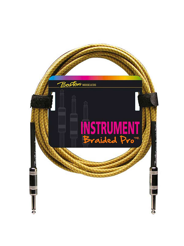 Braided Pro Instrument cable, vintage yellow, 2 x jack | Reverb UK