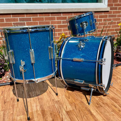 1960s Rogers Tower Delta Drum Set Sparkling Blue Pearl | Reverb