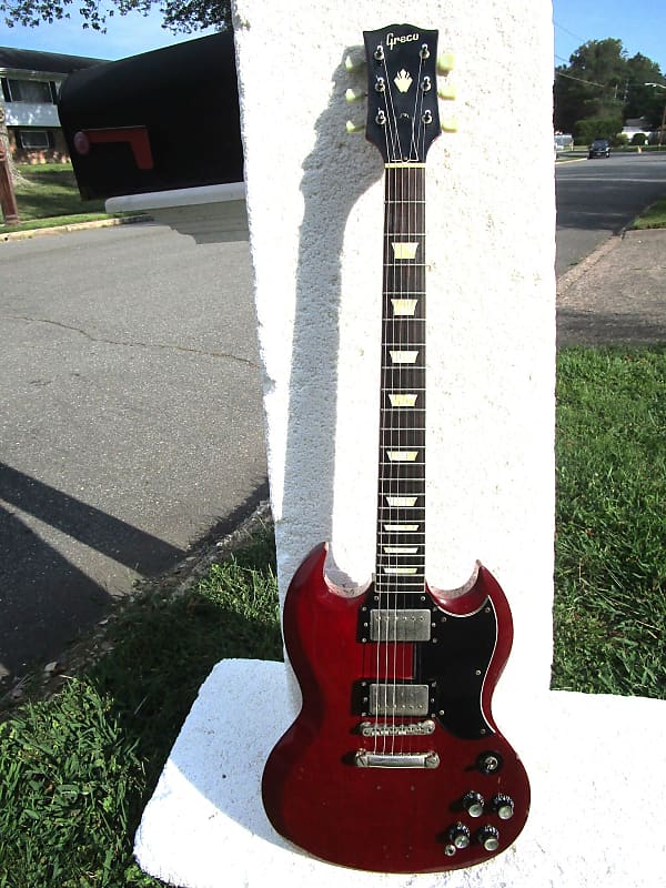 Greco SG LP Copy Guitar, 1980, Japan, Cherry Red, Gig Bag | Reverb