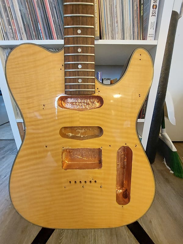 Unbranded Tele T-style body and neck 2000s - Gloss over tiger | Reverb