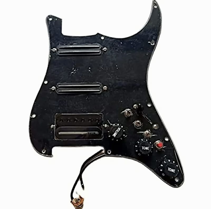 HSS Black Strat Style Guitar Prewired Loaded Pickguard with | Reverb