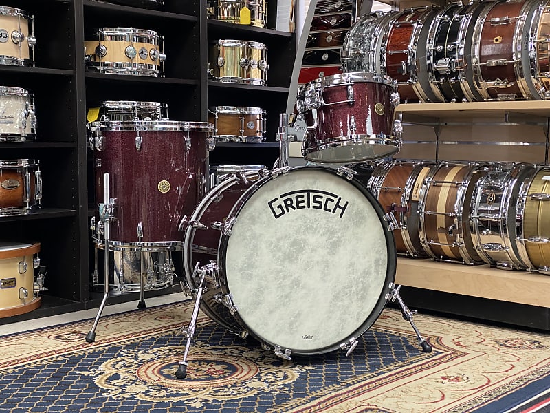 Gretsch Broadkaster Drums 3pc shell pack in Burgandy Sparkle | Reverb