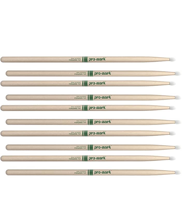 5 PACK ProMark Classic Forward 747 Raw Hickory Drumsticks, | Reverb