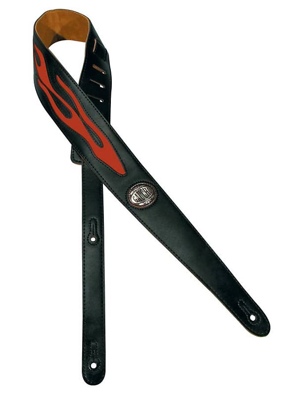 Silhouet Series Guitar strap, black, orange flame design | Reverb UK