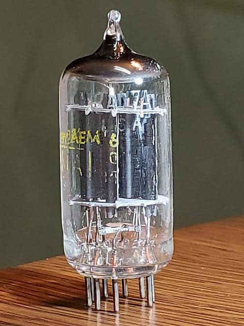 12AX7A Sylvania 1960's halo getter/tall grey plate | Reverb