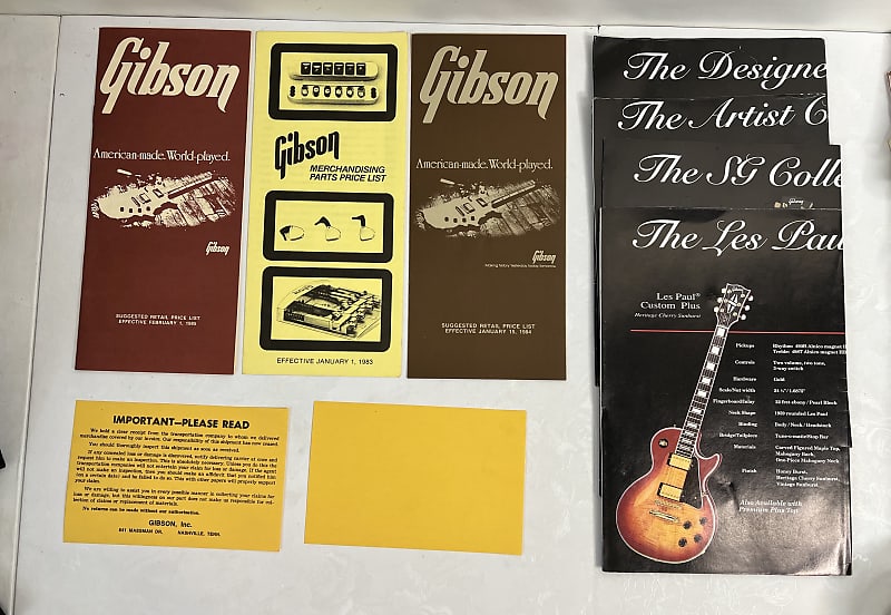 Gibson Posters, , price lists 1983,84,85 80s | Reverb