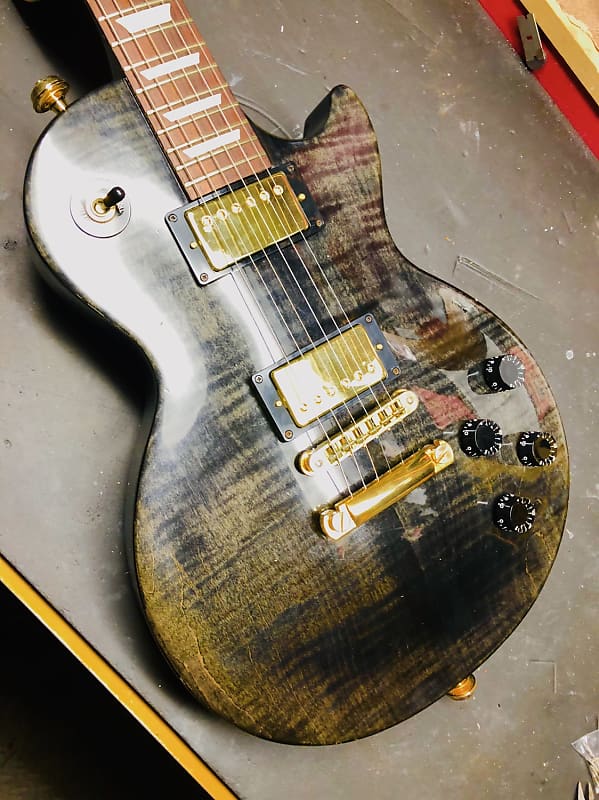 Gibson Les Paul Studio Plus Trans black flame top 2003 with | Reverb