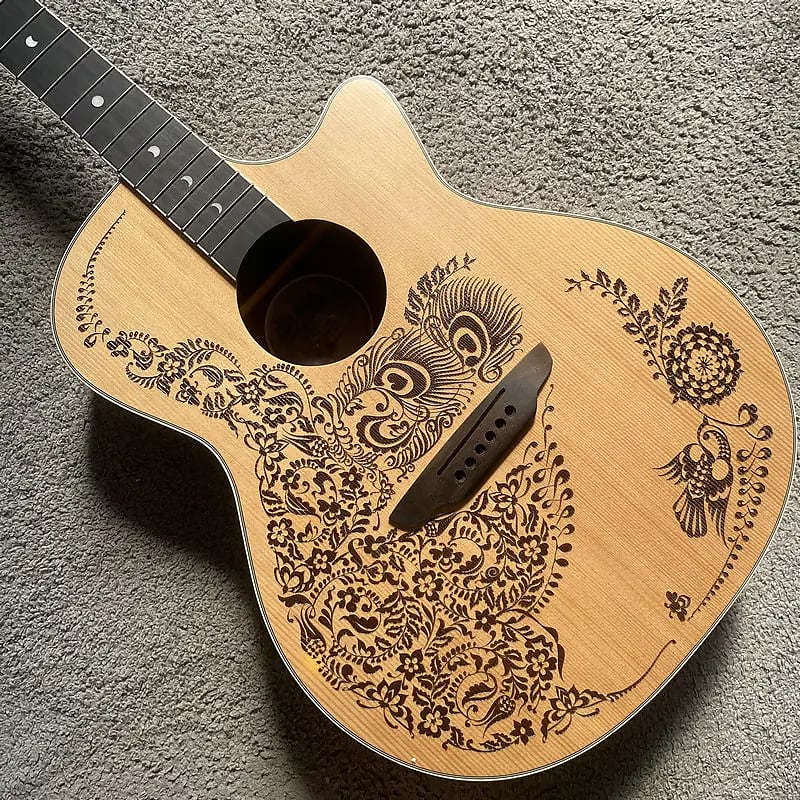 Luna 40 Inch Acoustic Guitar, Carved Oasis Top Body, | Reverb UK
