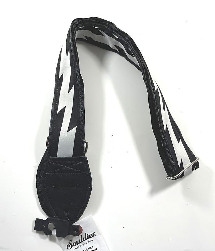 Souldier Guitar Strap (soldier) White Lightning Bolt Handmade | Reverb