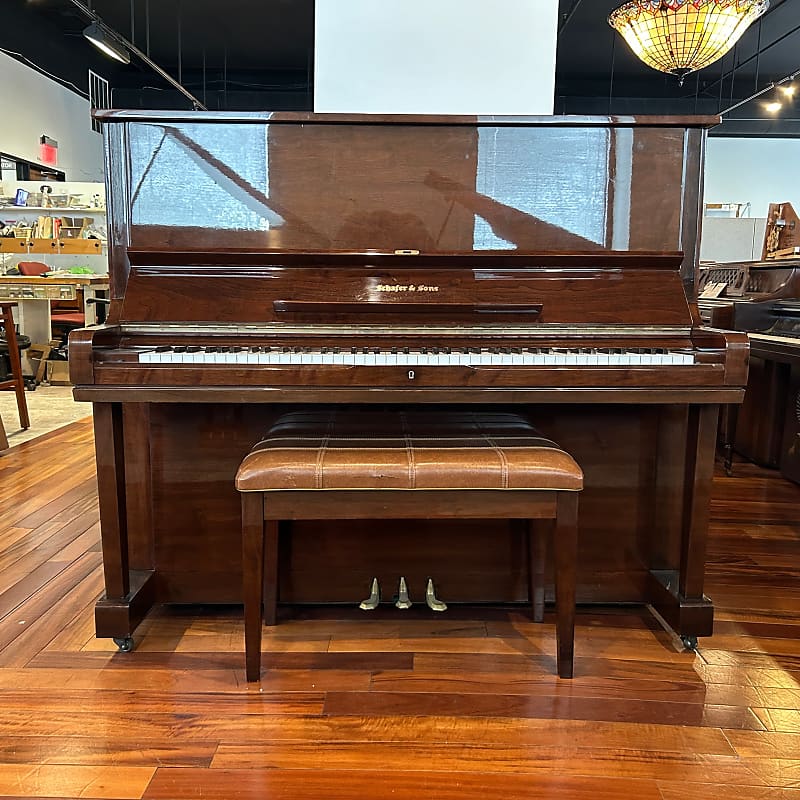 (SOLD)Schafer & Sons WG7 51" Polished Walnut Upright Piano | Reverb