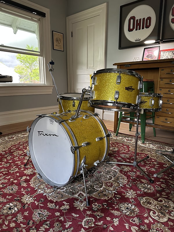 1960’s Trixon Luxus – Yellow Sparkle (20-13-16-14) | Reverb