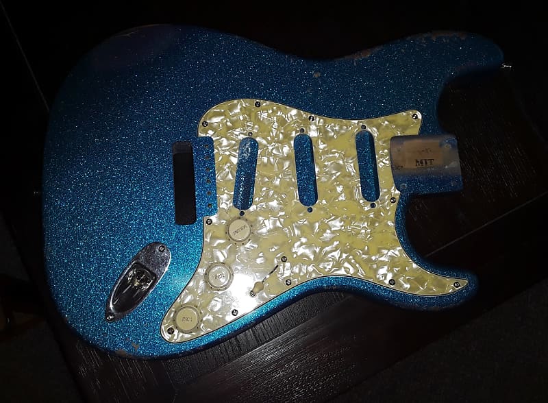 Mjt Custom Color Relic Blue Sparkle Metallic Stratocaster | Reverb