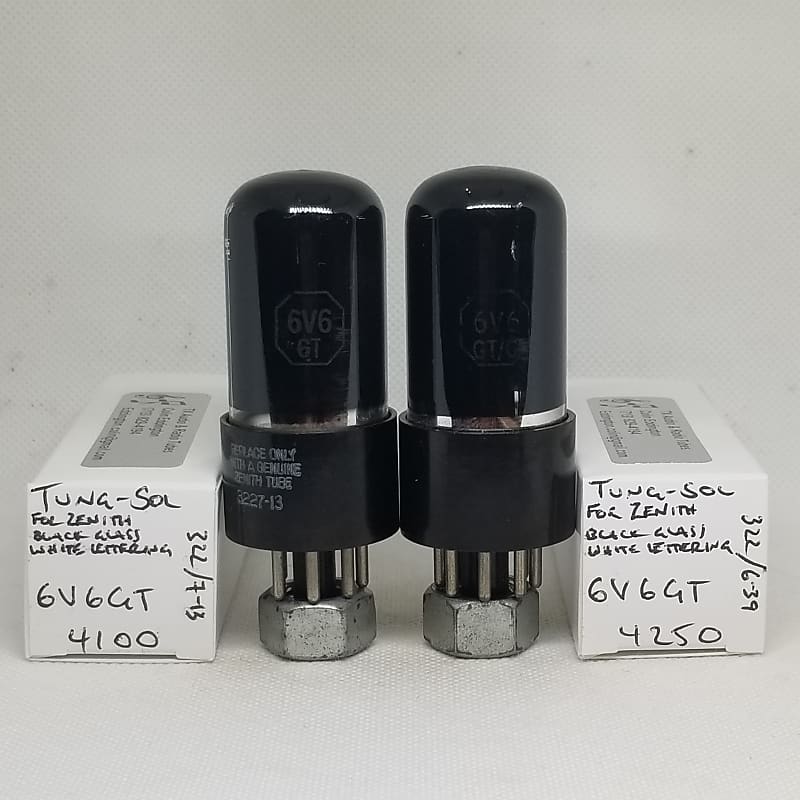 Tung-Sol 6V6GT Black Glass Well Matched (3.5%) Pair NOS 6V6 | Reverb