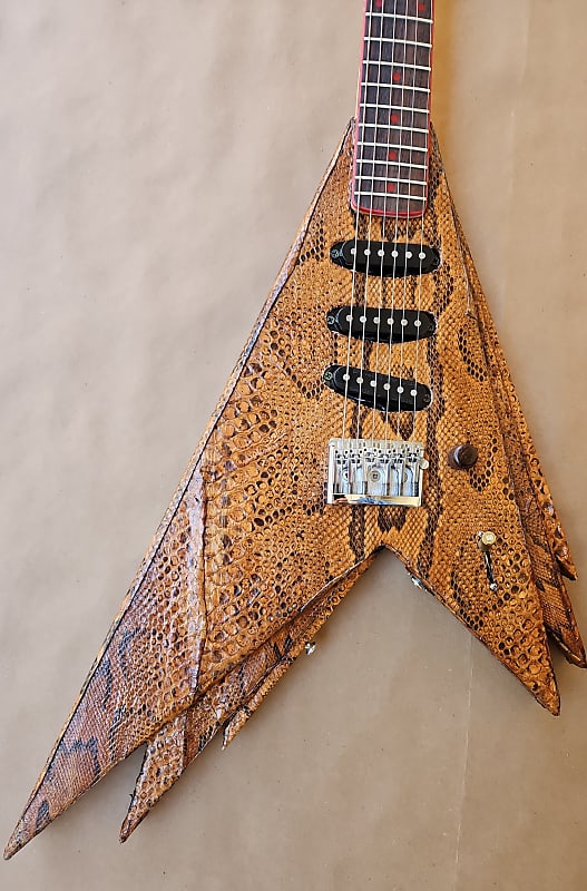 Biondo Guitars TreVi Python skin. Pointy V style Electric | Reverb