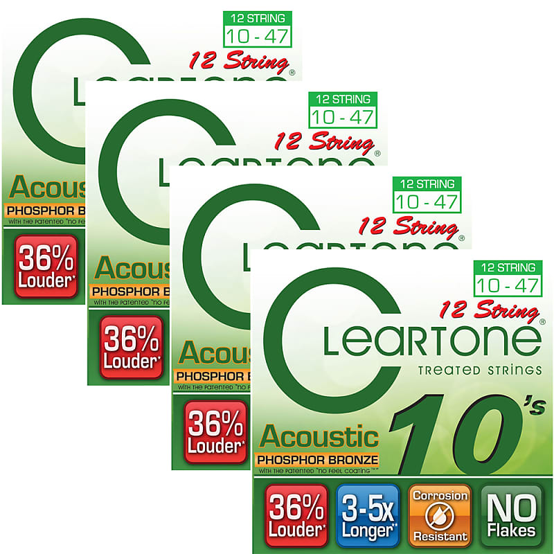 4 Sets Packs Cleartone 12-String Acoustic Guitar Strings | Reverb