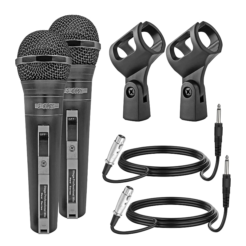5 Core Microphone Pair XLR Dynamic Mic Karaoke Singing | Reverb