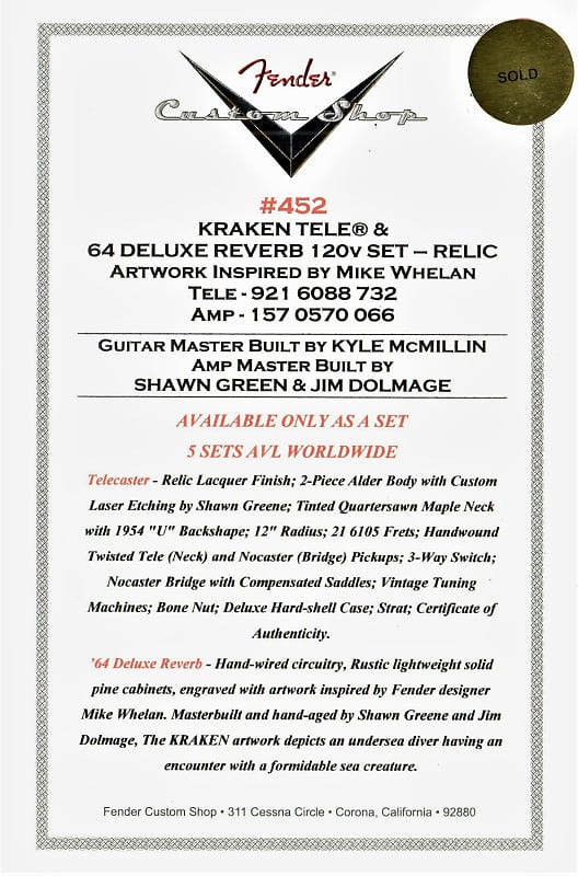 Fender Custom Shop Master Built Kraken Tele & Kraken '64 | Reverb
