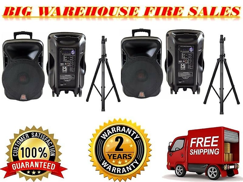 2 MR DJ PRO 15" 4000W Bluetooth DSP FM Radio USB Portable PA | Reverb