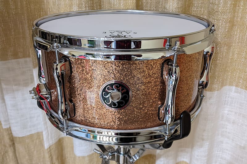 Sakae 12" x 6" 2014 Maple Snare Drum in Gold Sparkle | Reverb