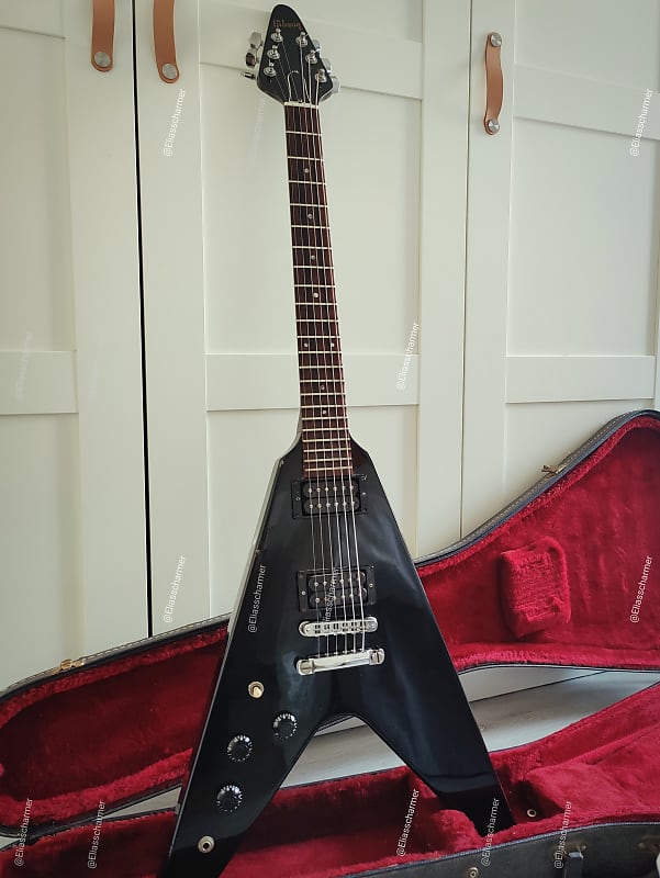 Gibson Flying v 1985 - Black left handed | Reverb