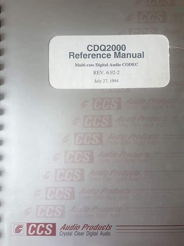 Reference Manual for CCS CDQ2000 Multi-Rate Digital Audio | Reverb