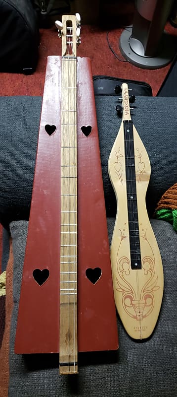 Pair Of 3-String Dulcimers Cardboard Body w/Wood Neck & | Reverb