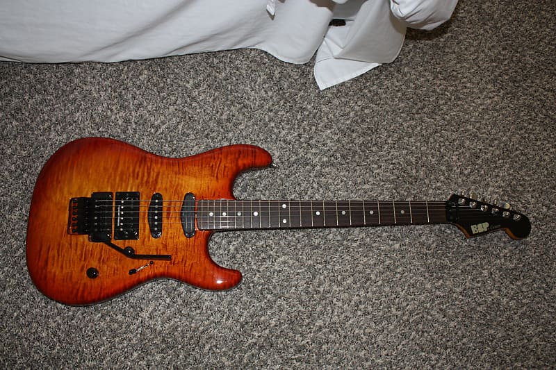 Rare 90's ESP Custom Shop Super Strat, Through Flame maple, 1 | Reverb