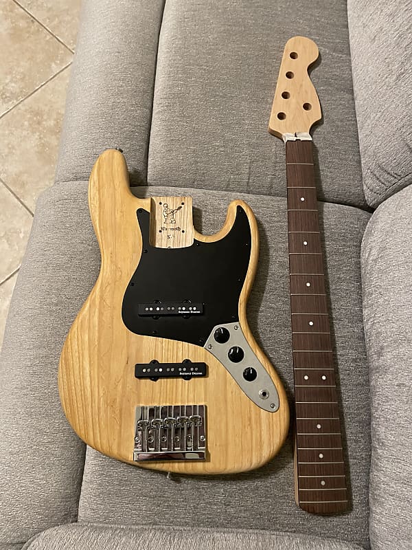 Warmoth Jazz Bass v body and WD Music Neck - Natural | Reverb