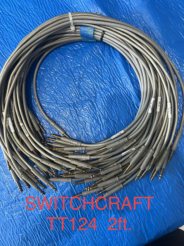 Switchcraft TT124 -24” TT patch bay cable, Brass | Reverb