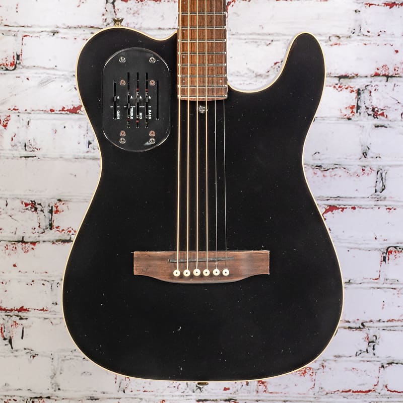 Late 80s Godin L.R. Baggs Acousticaster, Black w/ Cream | Reverb
