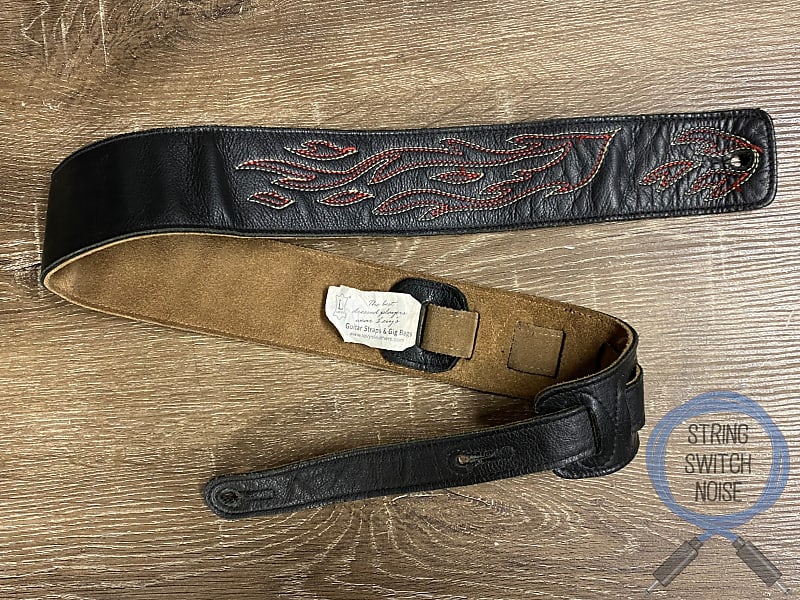 Levy's, Flame Embroidered 2.5 Leather Guitar Strap, DM1SGF | Reverb