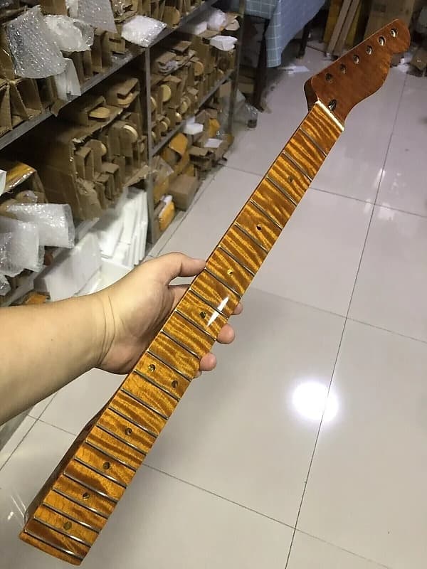 Tiger Roasted Maple Guitar Tele Style Neck | Reverb