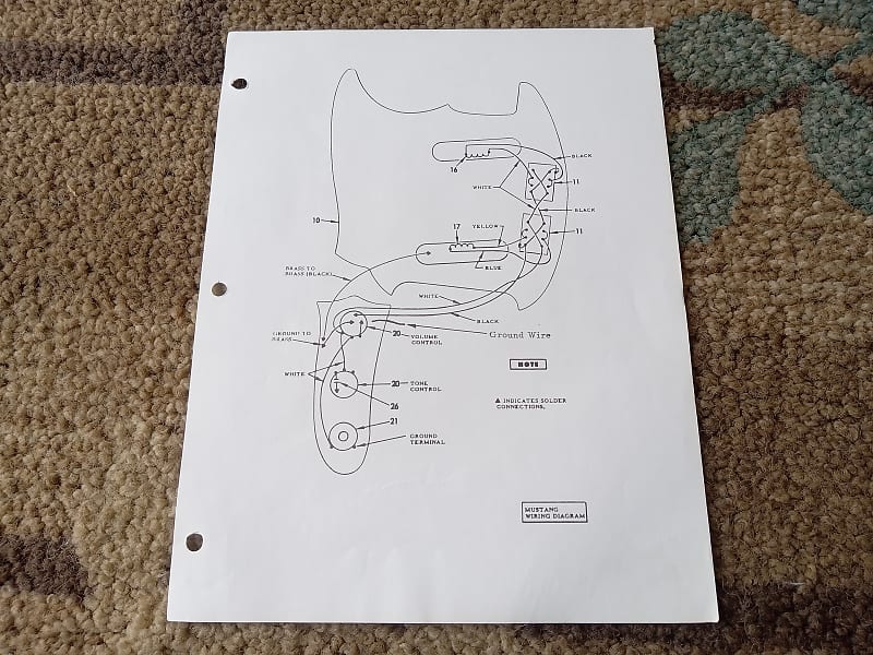 Vintage Late 1970's Fender Mustang Wiring Diagram! Original | Reverb