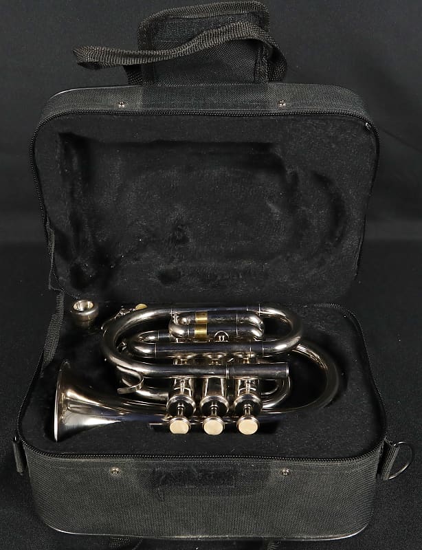 Mendini by Cecilio MPT-N Bb Nickel Plated Pocket Trumpet w/ | Reverb