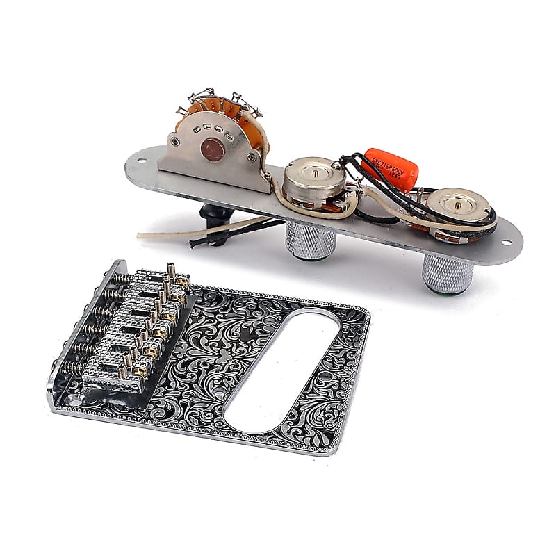 Silver Engraved Telecaster Tele Style Guitar Loaded Control | Reverb