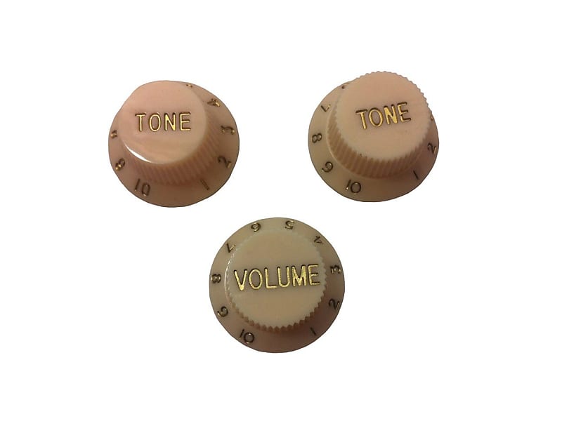 Stratocaster control knobs (metric size) - Aged cream / Set | Reverb