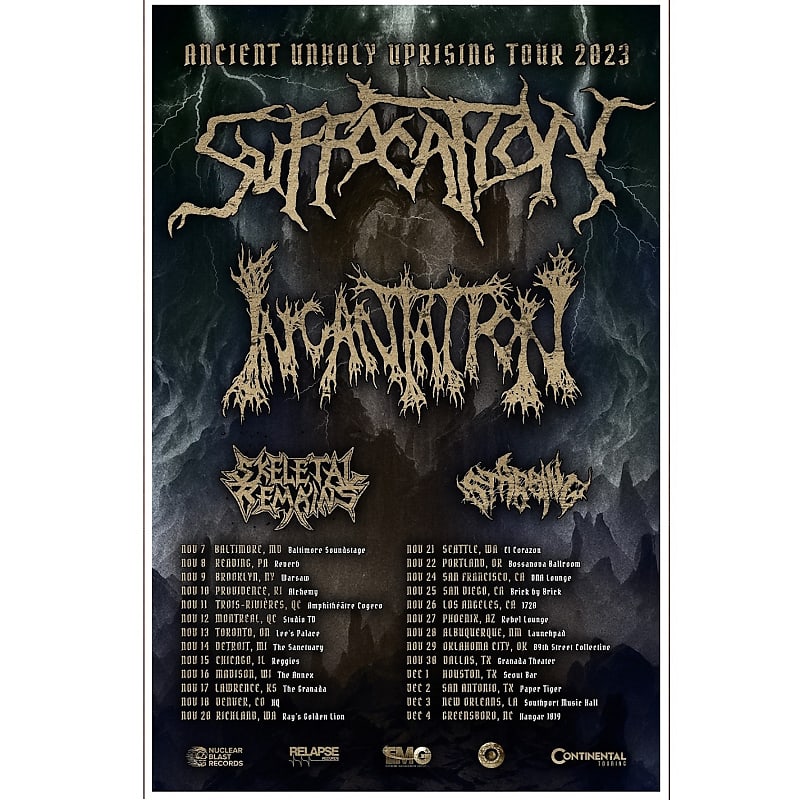 SUFFOCATION | Incantation | Skeletal Remains Tour 2023 Ltd Ed | Reverb