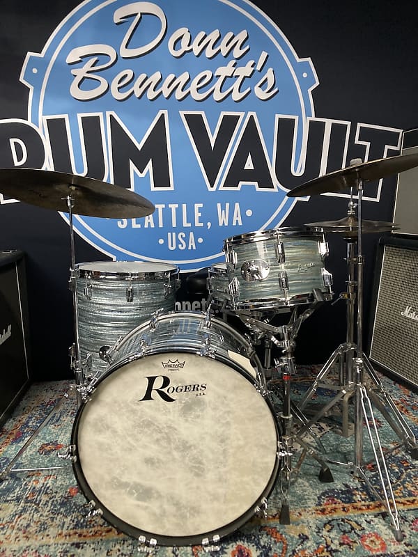 Rogers 22", 16", 12", 5x14", Late-1960s Blue Strata Pearl | Reverb
