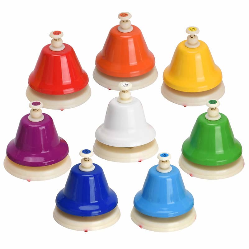 Desk Bells, 8 Notes Diatonic Metal Hand Bells, Rainbow Music | Reverb