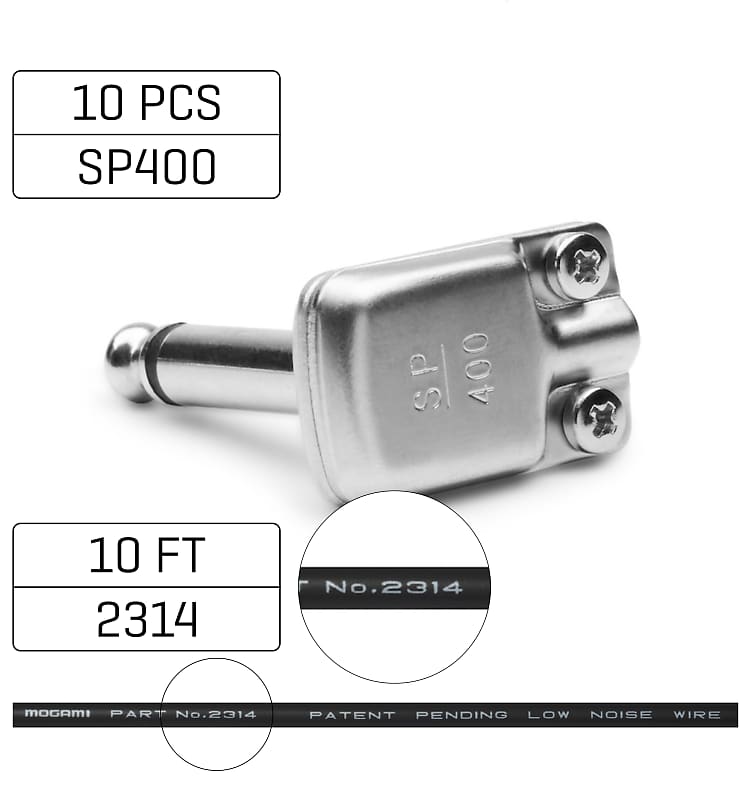 Kit of SquarePlug SP400 + Mogami 2314 - 10 PCS + 10 FT | Reverb