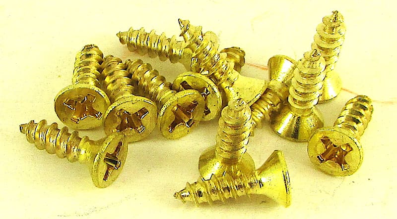Solid Brass . PickGuard Screws . Guitar / Bass ..14pk | Reverb