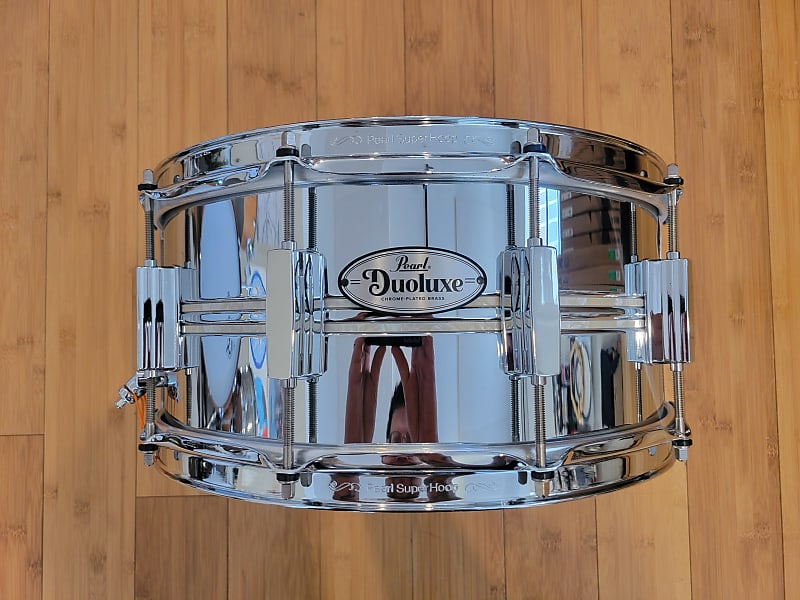 Snares - Pearl 6.5x14 Duoluxe Chrome Over Brass Snare Drum | Reverb
