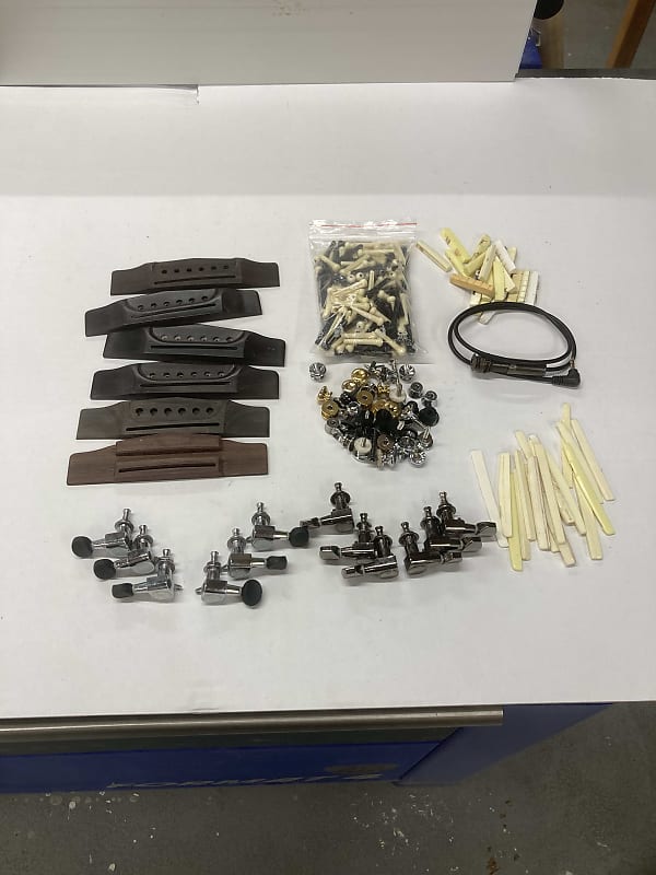 Guitar parts bulk lot 03 tuners pins bridges strap buttons | Reverb UK