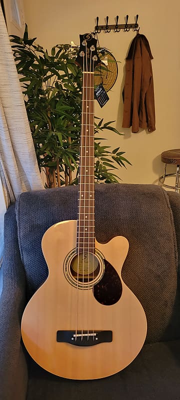 Samick AB-2 acoustic electric bass Natural with gig bag | Reverb